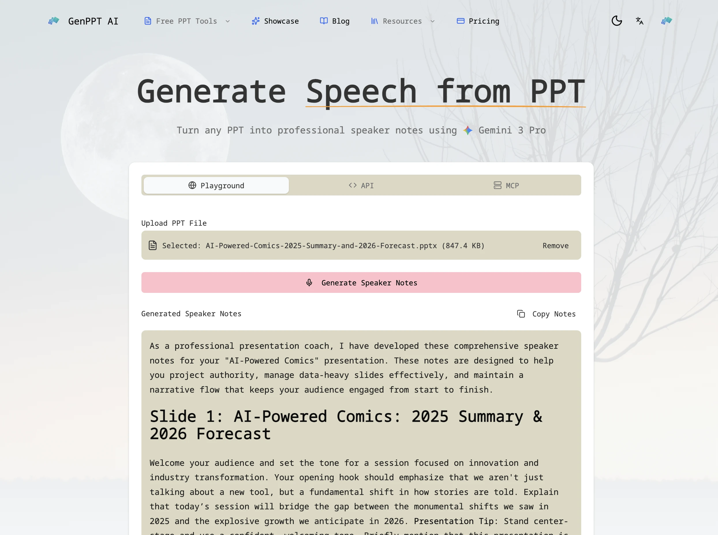 Generate Speech from PPT - AI Speaker Notes Generator